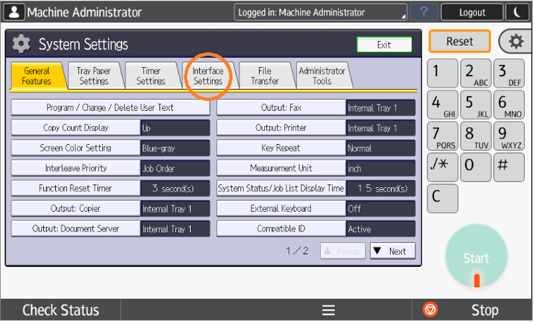 Finding the IP Address on a Ricoh MFP to Access Ricoh Web Image Monitor