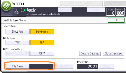 Saving Preset File Names for Your Ricoh